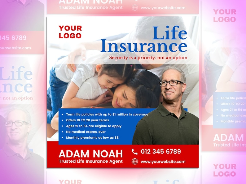 Life Insurance Flyer Canva Template for DIY Social Media Marketing. - Etsy