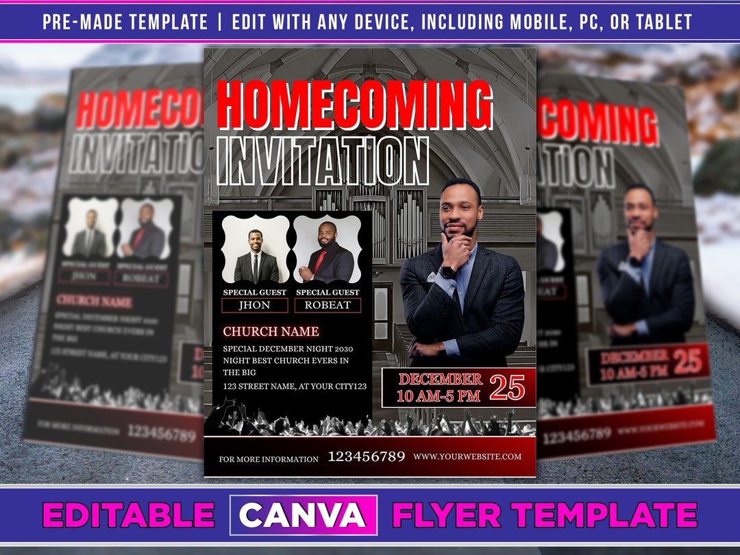 Church Homecoming Flyer Editable Canva Template US Letter Size. - Etsy