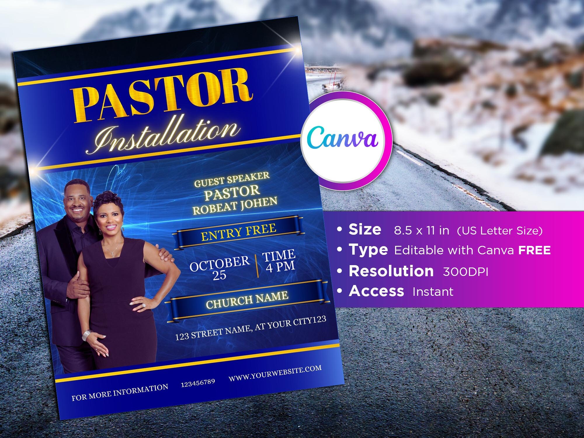 Pastor Installation Flyer Editable Canva Template US Letter Size. - Etsy