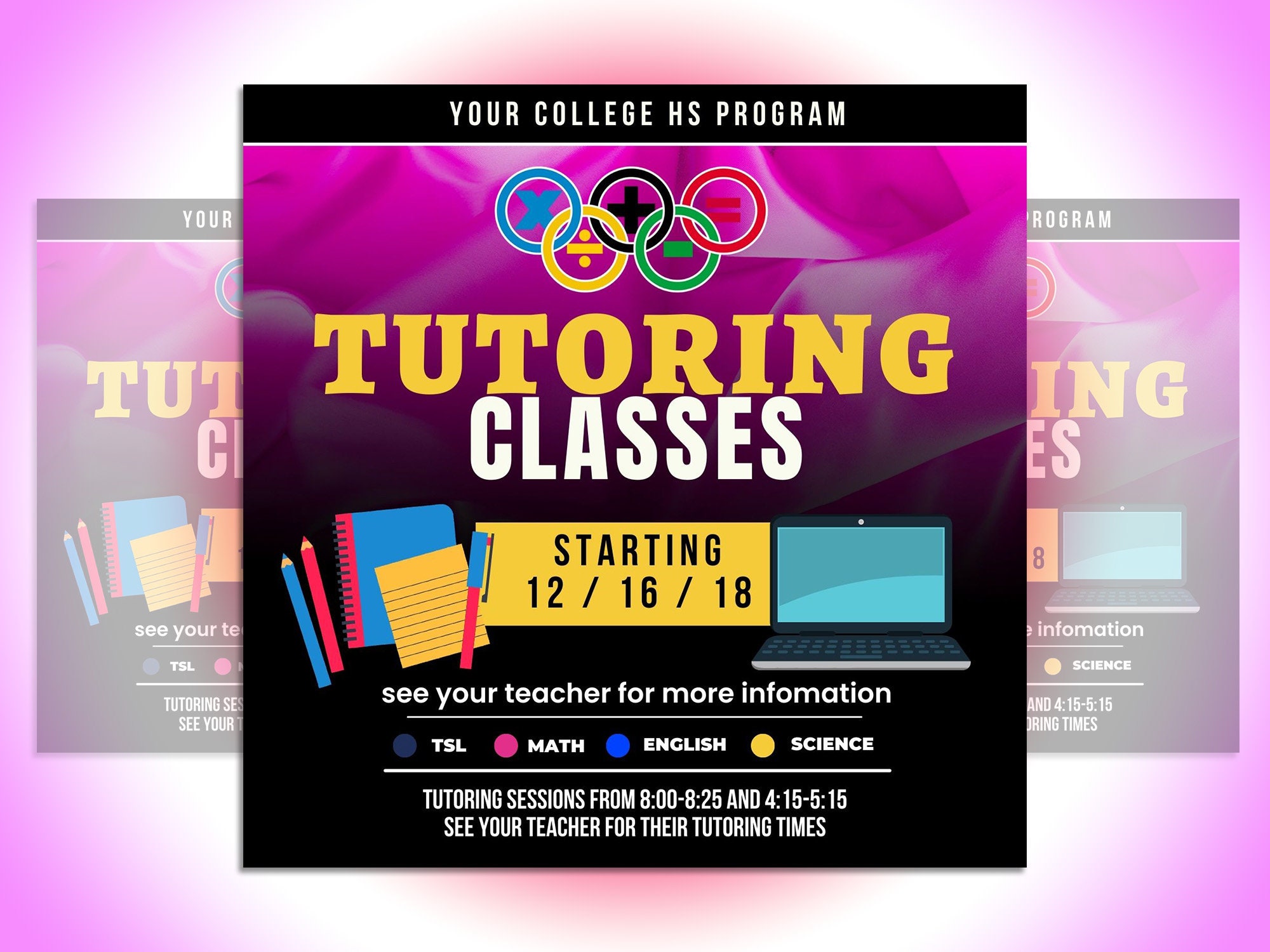 Summer Tutoring Flyer Canva Template for DIY Social Media Marketing. - Etsy