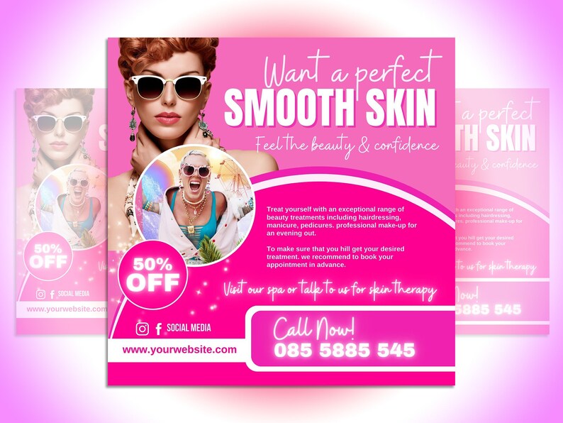 Skincare Flyer Canva Template for DIY Social Media Marketing. - Etsy