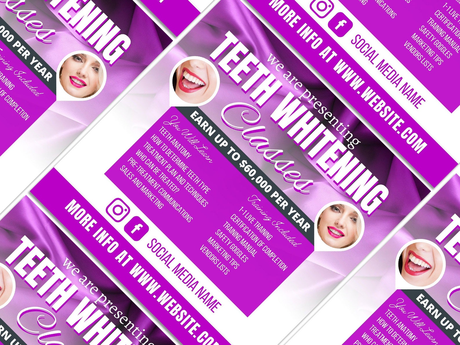 Teeth Whitening Training Flyer Canva Template for DIY Social Media ...