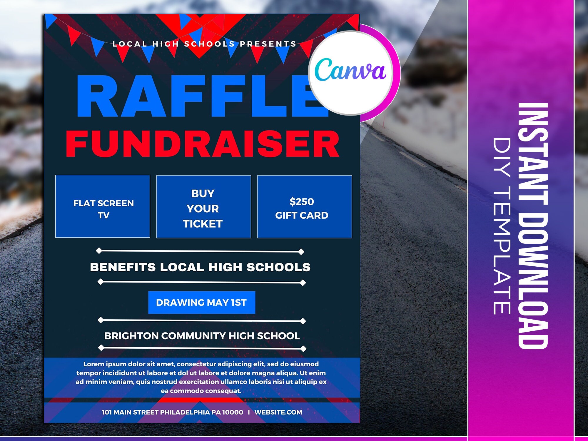Raffle Fundraiser Flyer Editable Canva Template US Letter Size. - Etsy