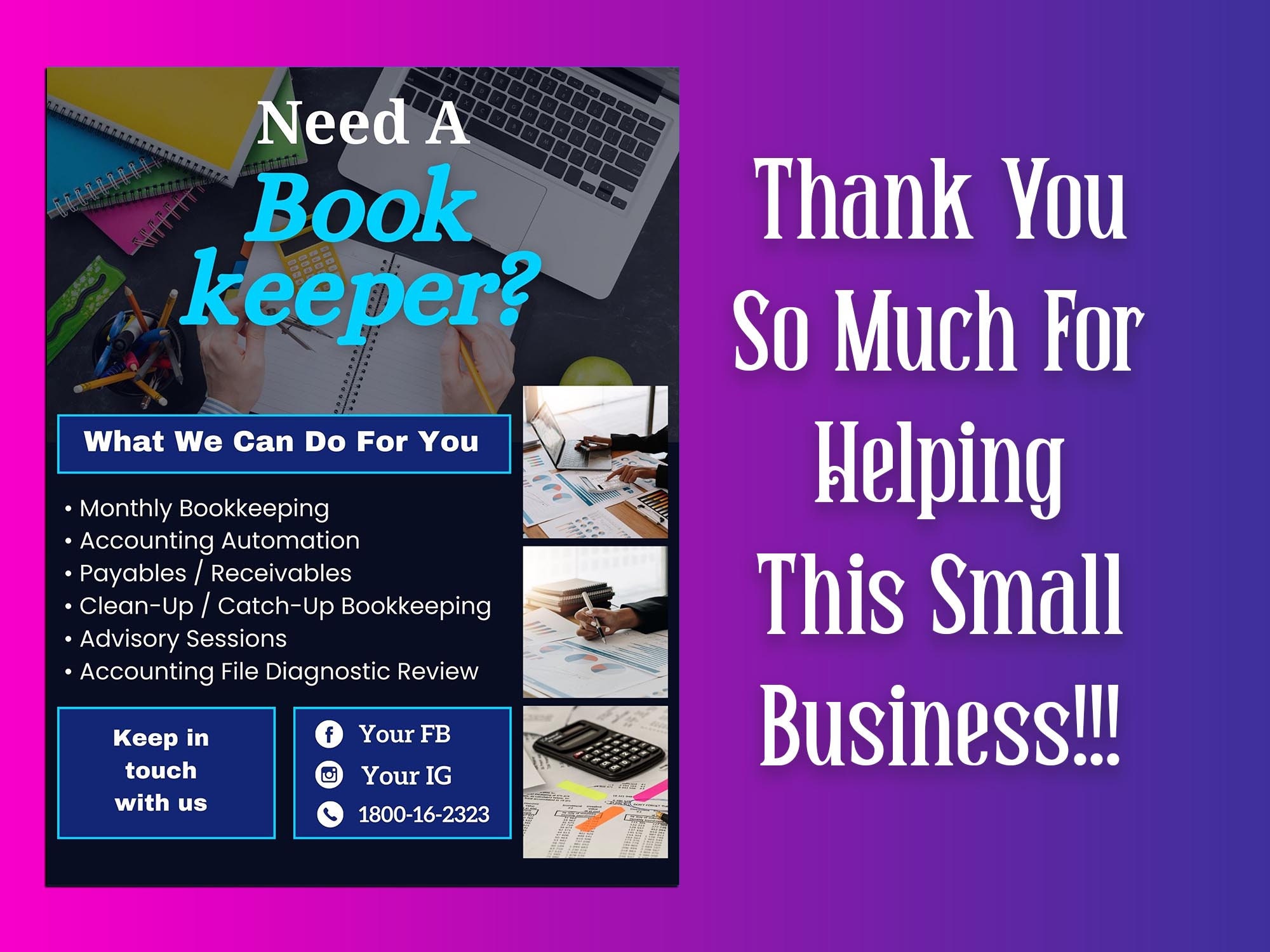 Bookkeeping Flyer Editable Canva Template. - Etsy