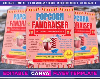 Popcorn Fundraiser Flyer Template School Fundraiser Flyer - Etsy