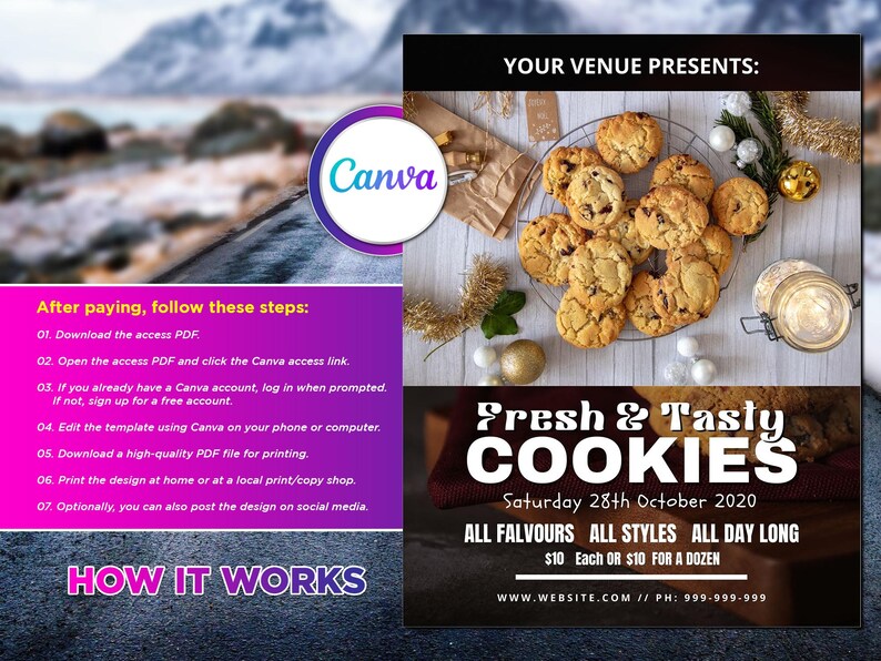 Cookies Flyer Editable Canva Template. - Etsy
