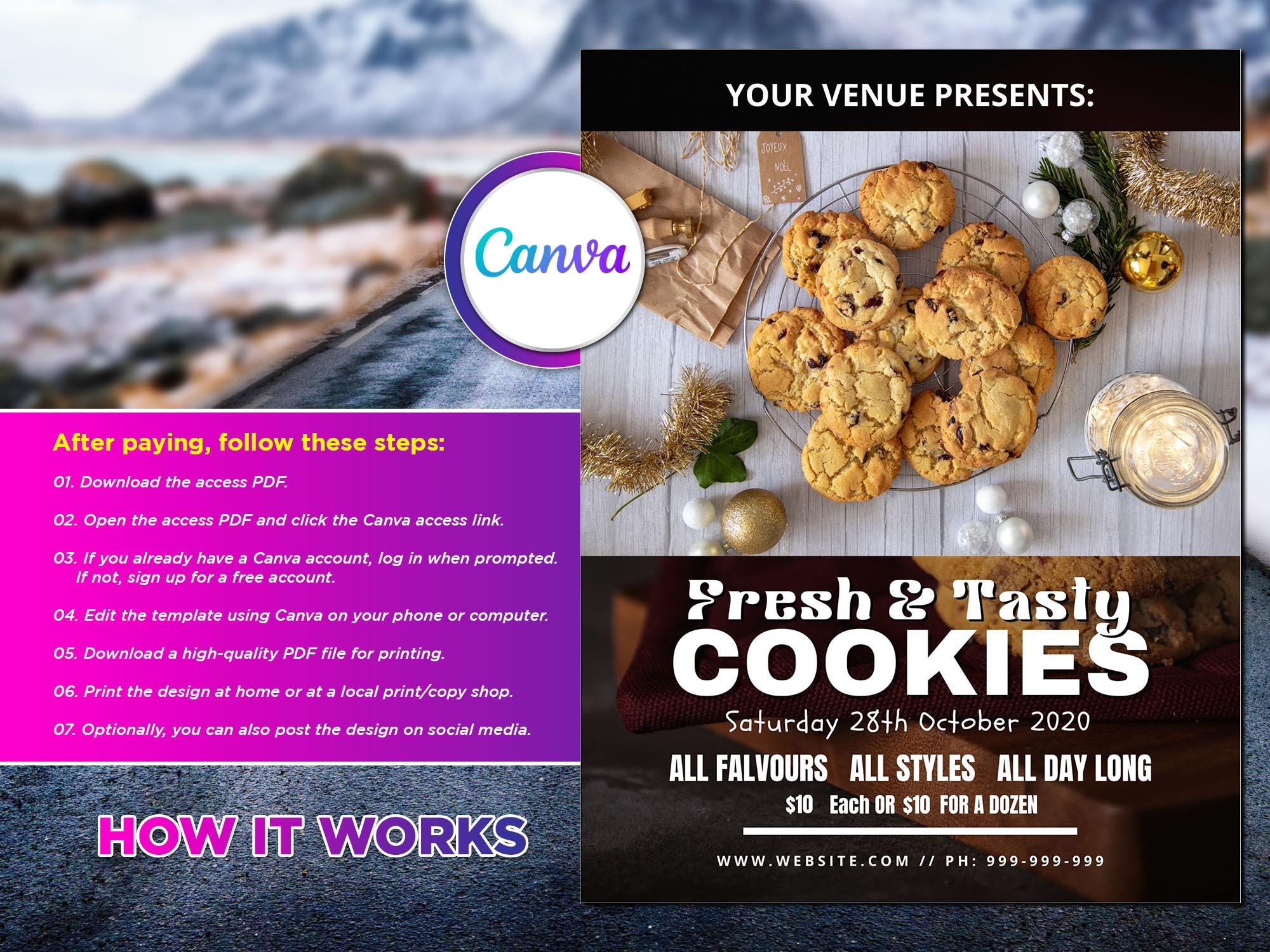 Cookies Flyer Editable Canva Template. - Etsy