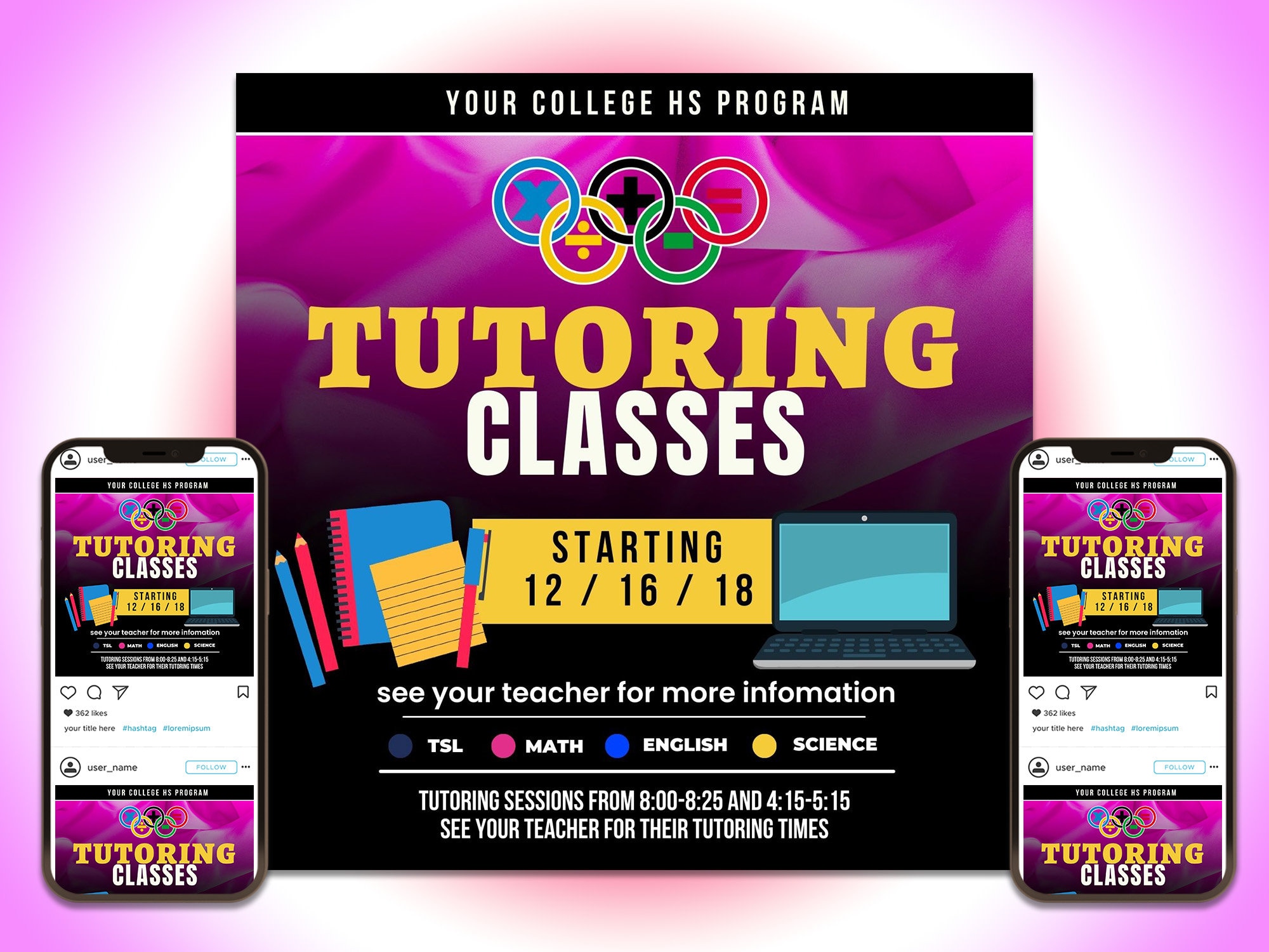 Summer Tutoring Flyer Canva Template for DIY Social Media Marketing. - Etsy