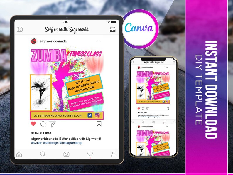 Zumba Class Flyer Canva Template for DIY Social Media Marketing. - Etsy