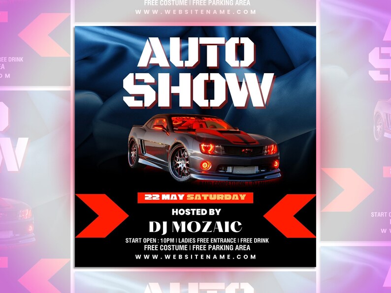 Automotive Show Flyer Canva Template for DIY Social Media Marketing. - Etsy
