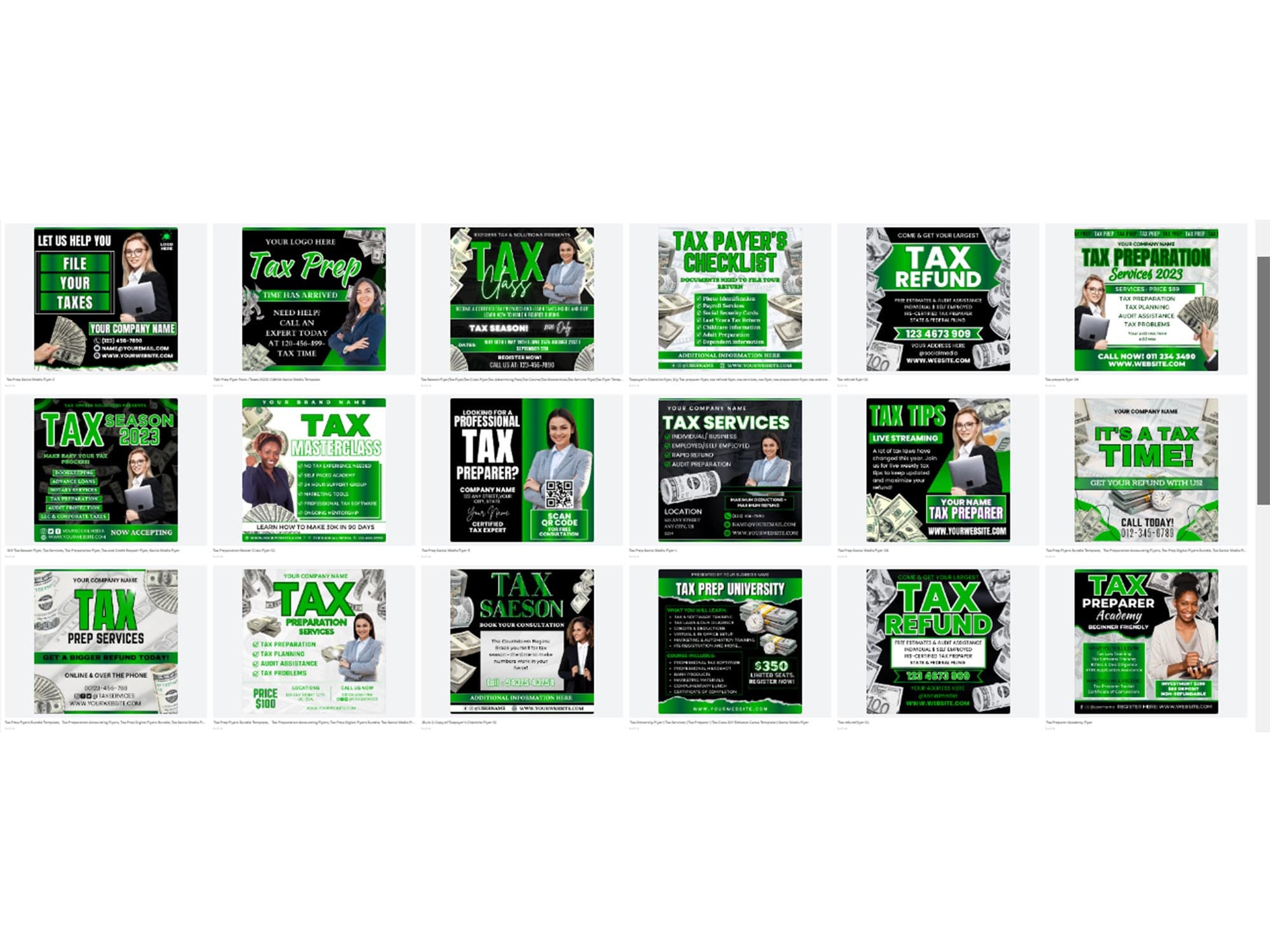 100 Tax Flyer Bundle Canva Template, Tax Prep Flyer, Tax Class Flyer ...