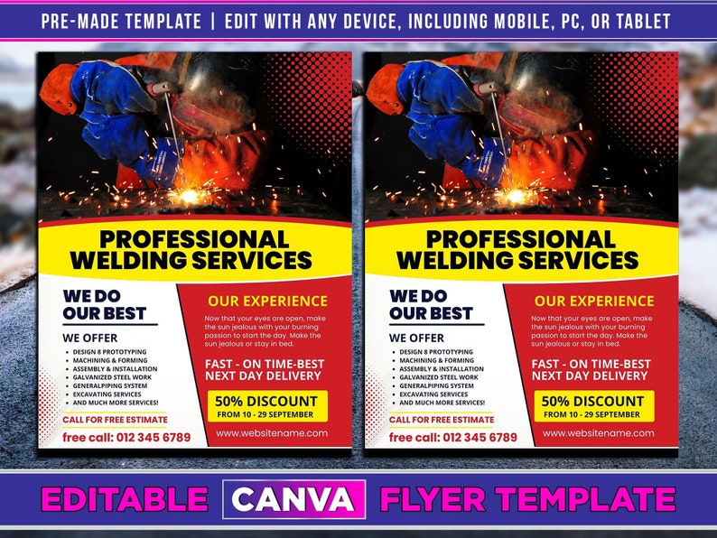 Welding Service Flyer Editable Canva Template US Letter Size. - Etsy