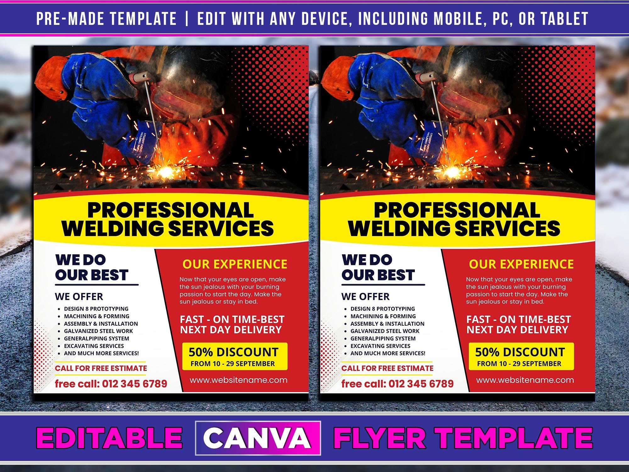 Welding Service Flyer Editable Canva Template US Letter Size. - Etsy