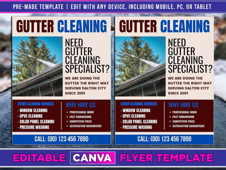 Gutter Cleaning Flyer Editable Canva Template US Letter Size. - Etsy