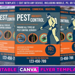 Pest Control Service Flyer Editable Canva Template US Letter Size ...