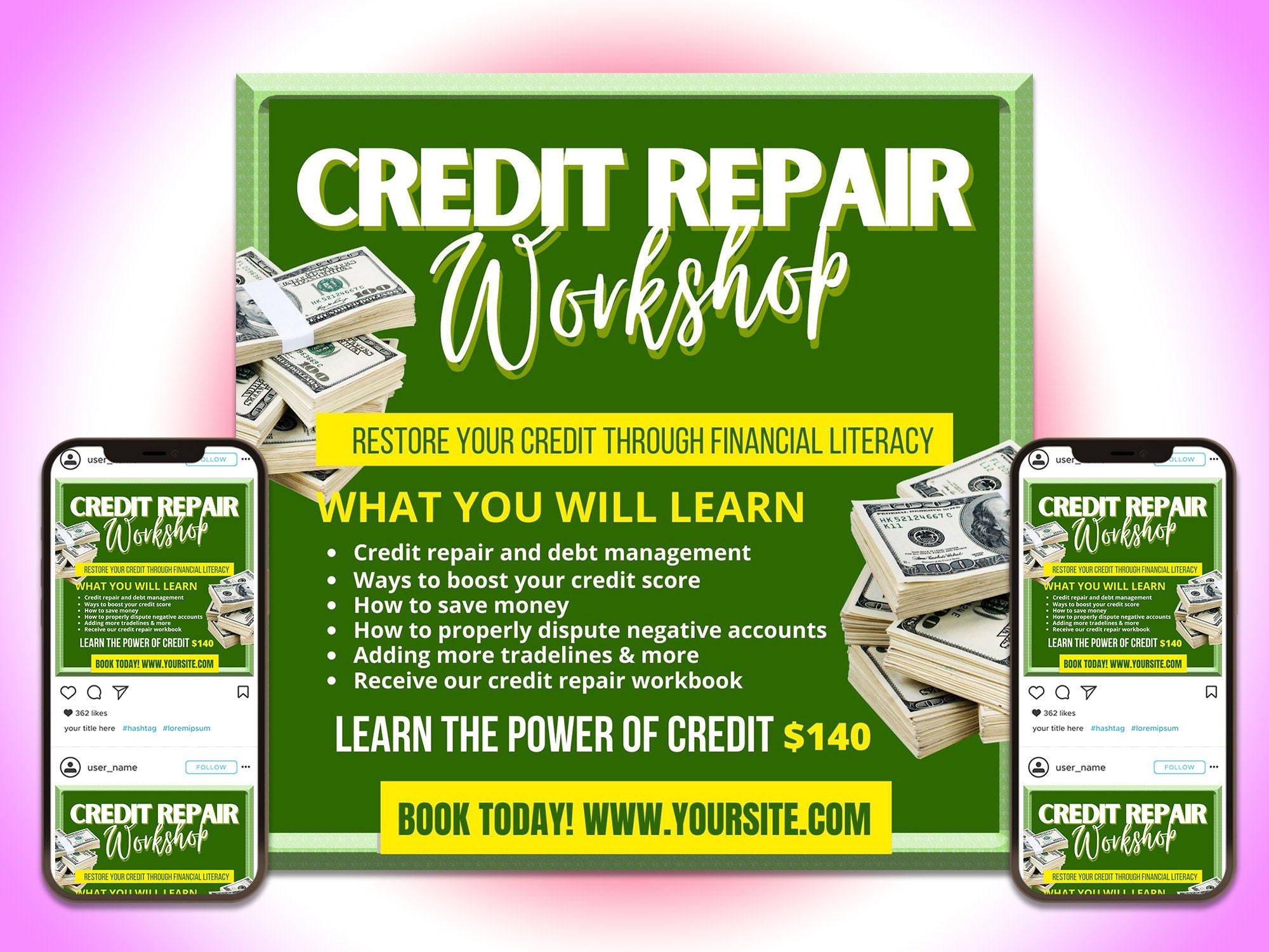 Credit Repair Flyer Social Media Post Size Instant Download Editable ...