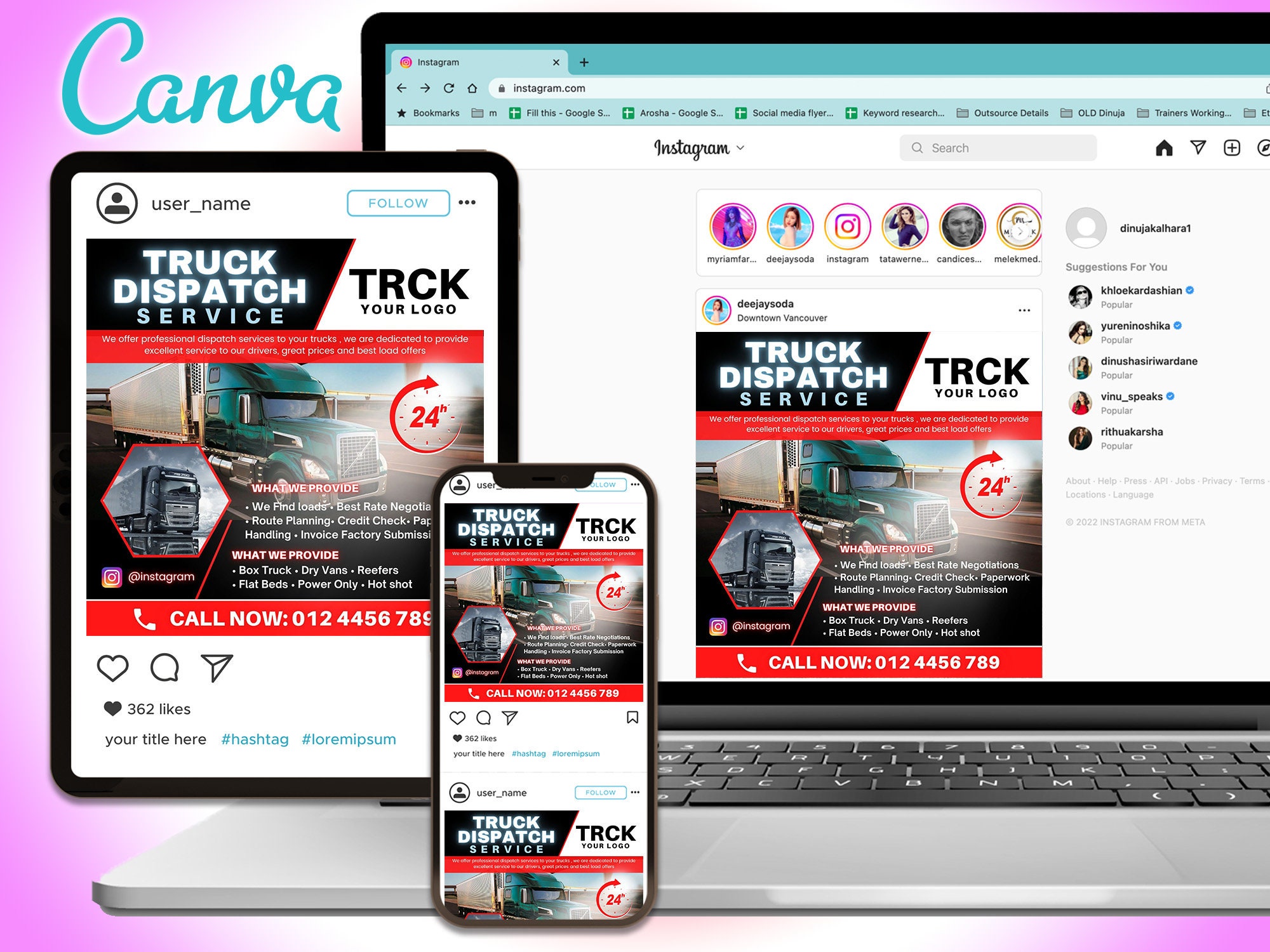 Freight Dispatcher Flyer Canva Template for DIY Social Media Marketing ...