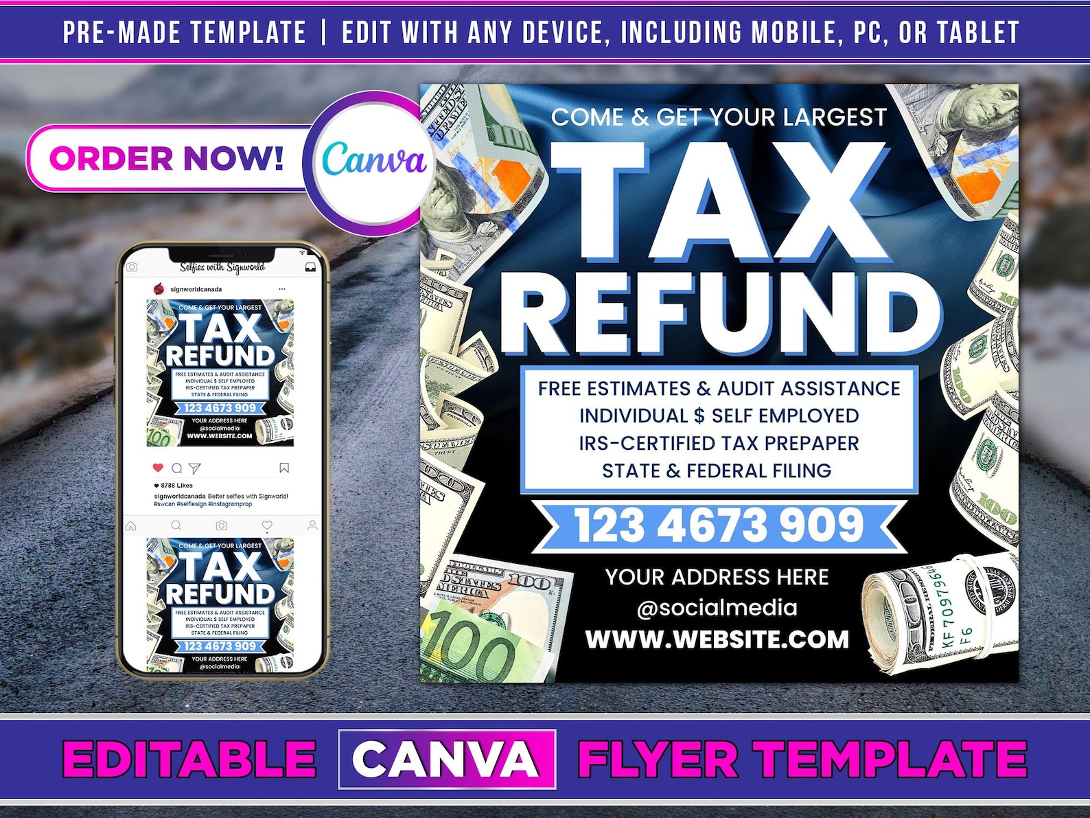 Tax Refund Flyer Editable Canva Template. - Etsy