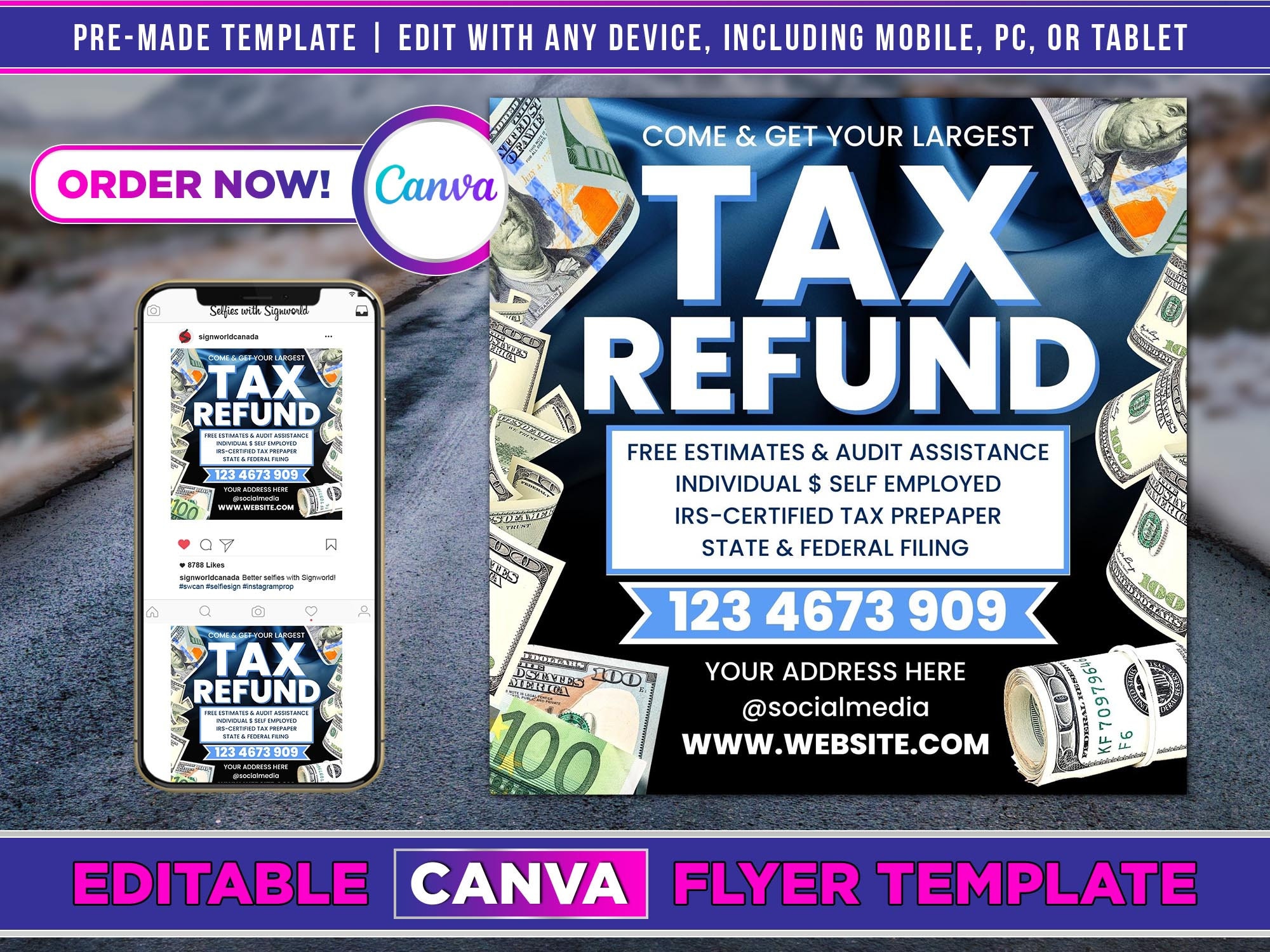 Tax Refund Flyer Editable Canva Template. - Etsy