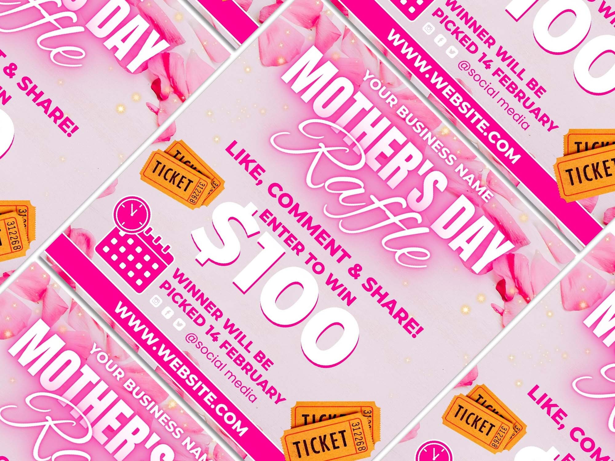 Mother's Day Raffle Flyer Canva Template for DIY Social Media Marketing ...