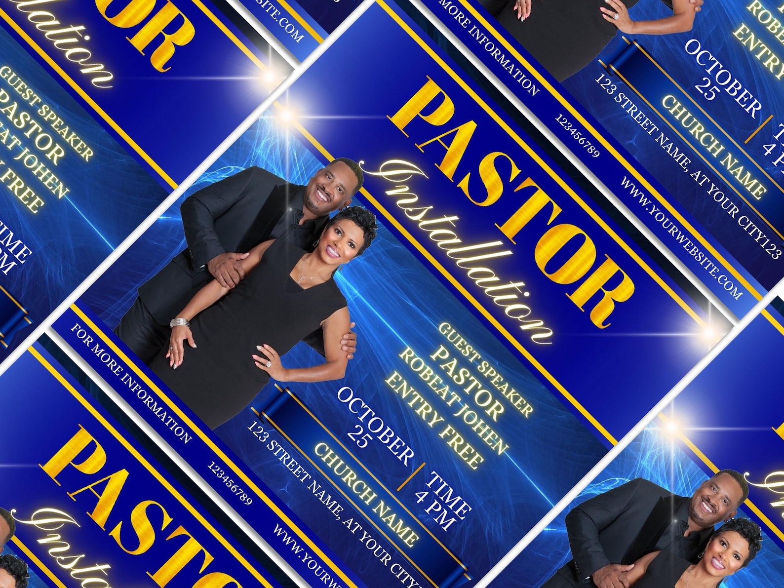 Pastor Installation Flyer Canva Template for DIY Social Media Marketing ...
