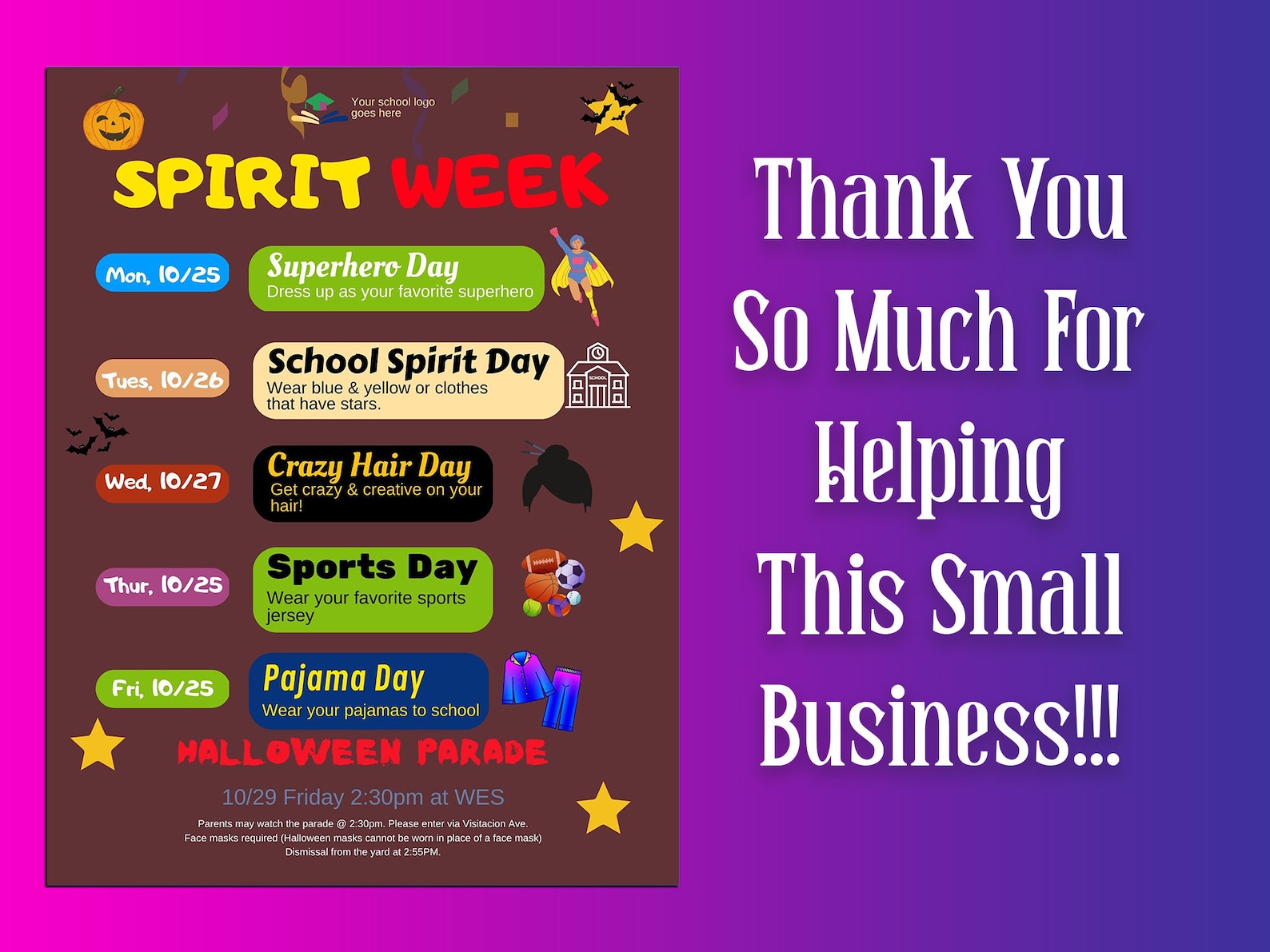 Spirit Week Flyer Editable Canva Template US Letter Size. - Etsy