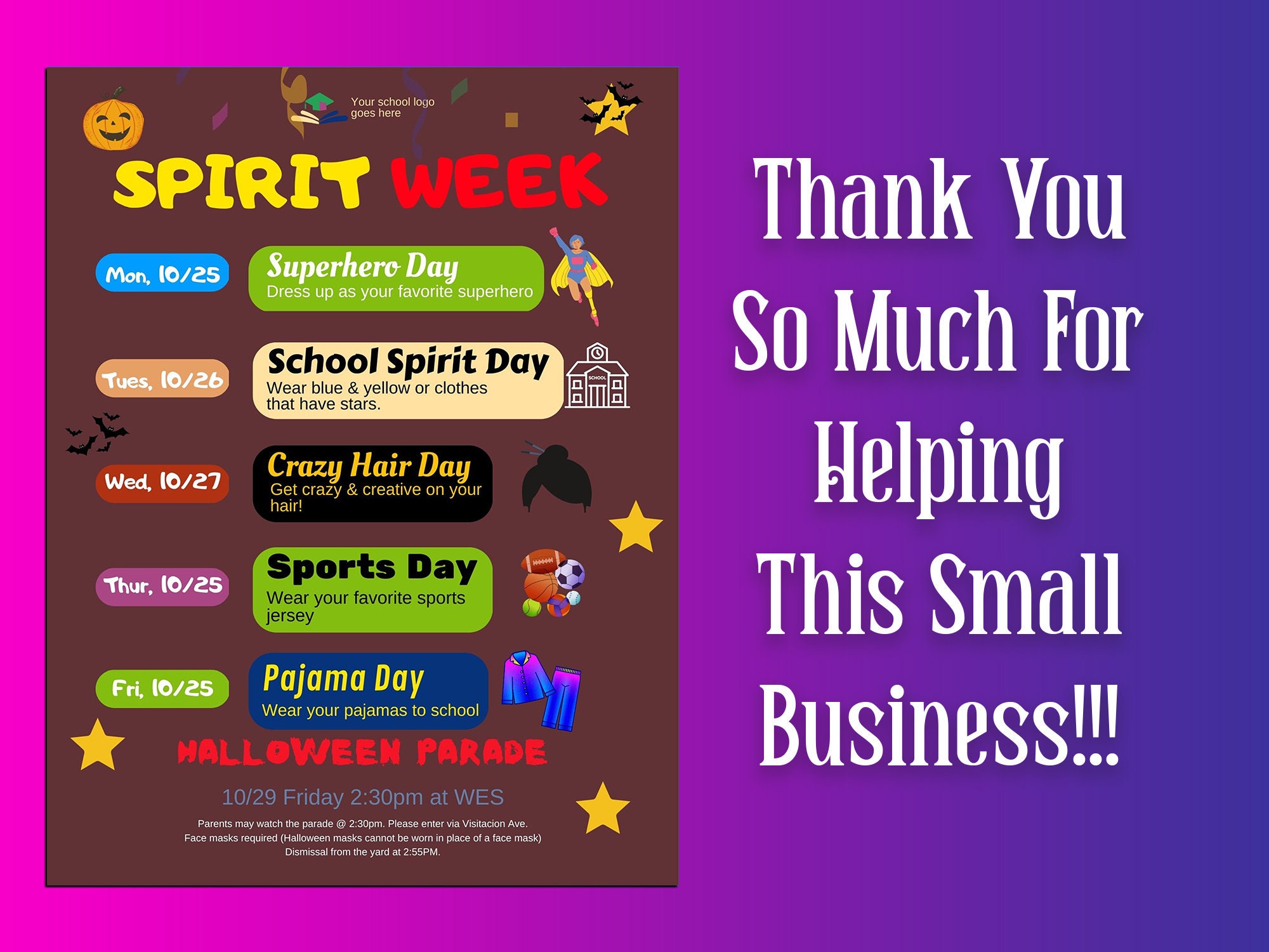 Spirit Week Flyer Editable Canva Template US Letter Size. - Etsy