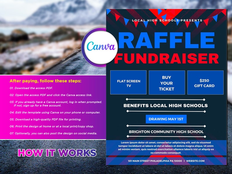 Raffle Fundraiser Flyer Editable Canva Template US Letter Size. - Etsy