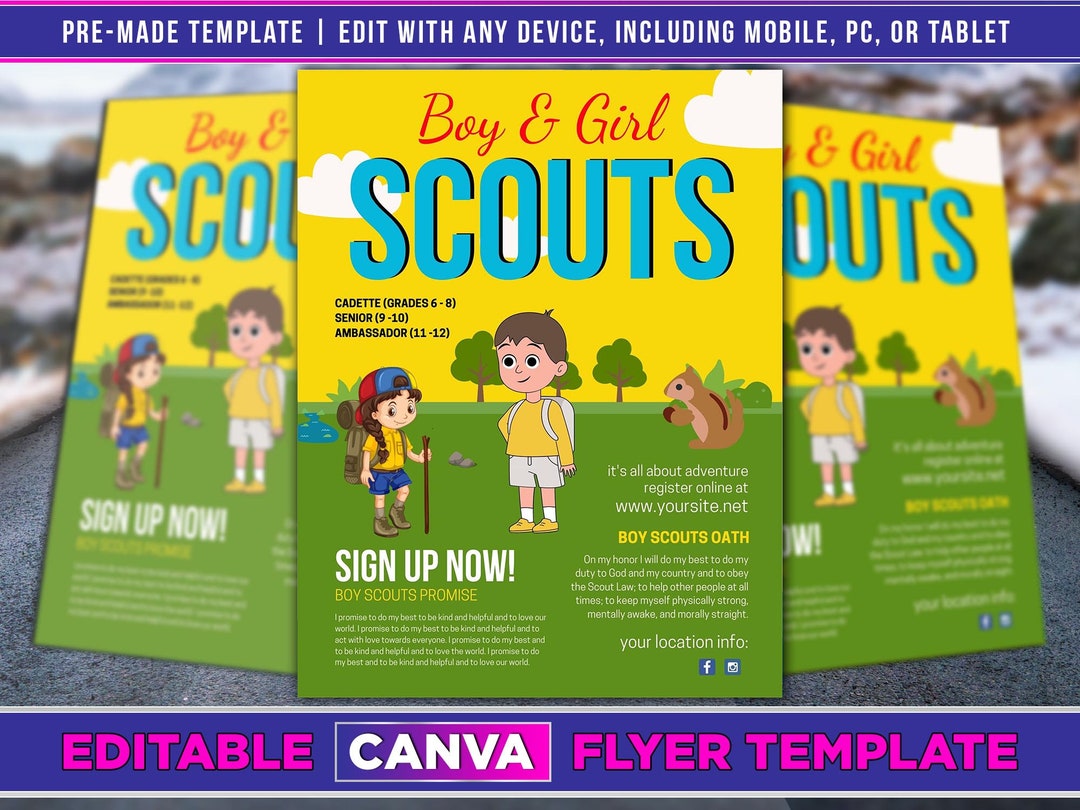 Scouts Flyer Editable Canva Template US Letter Size. - Etsy