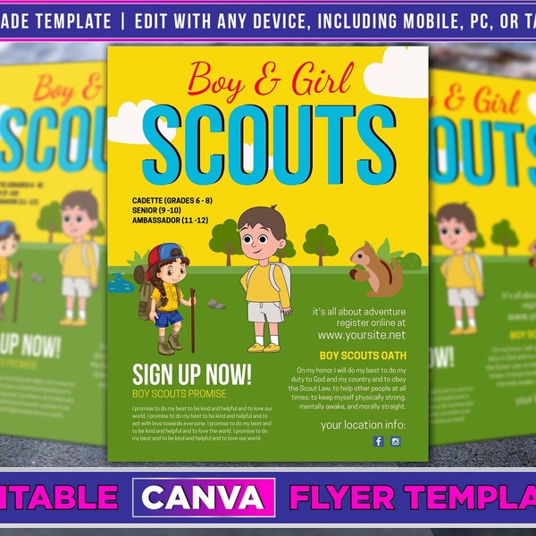 Canva Scout Template - Etsy