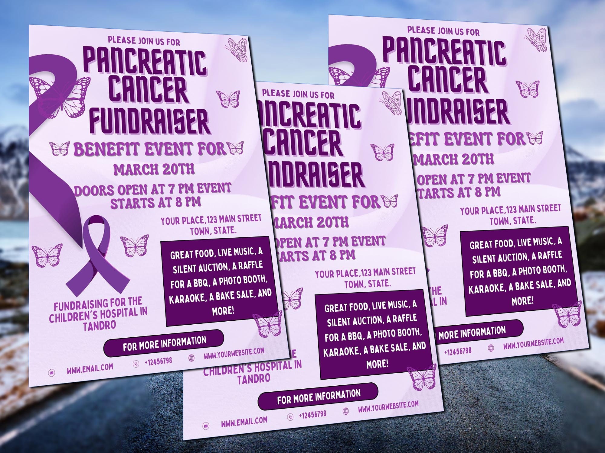 Pancreatic Cancer Fundraiser Flyer Editable Canva Template US Letter ...