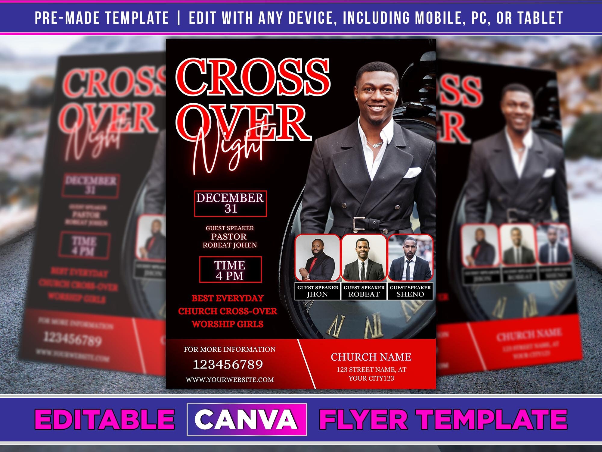 Crossover Night Flyer Editable Canva Template US Letter Size. - Etsy