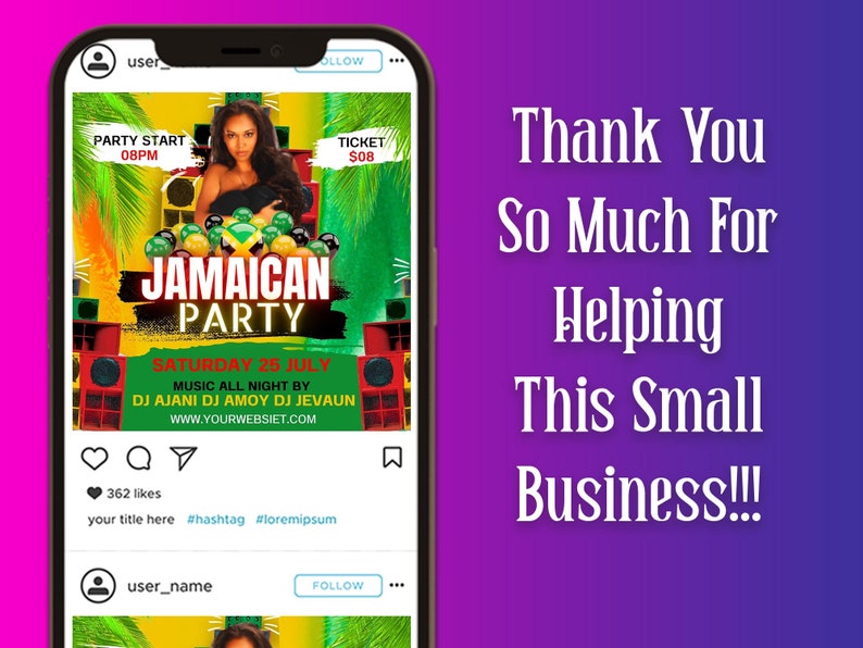 Jamaican Party Flyer Canva Template for DIY Social Media Marketing. - Etsy