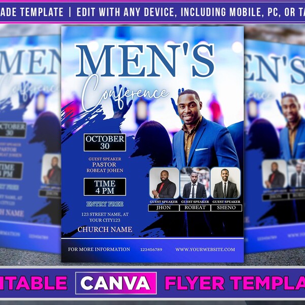 Mens Conference Flyer Template - Etsy