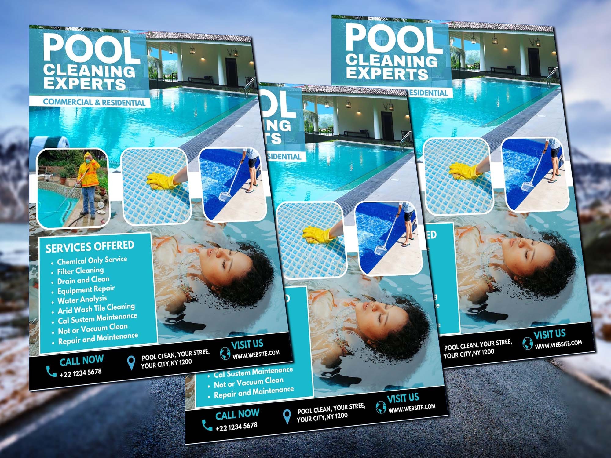 Pool Cleaning Flyer Editable Canva Template US Letter Size. - Etsy