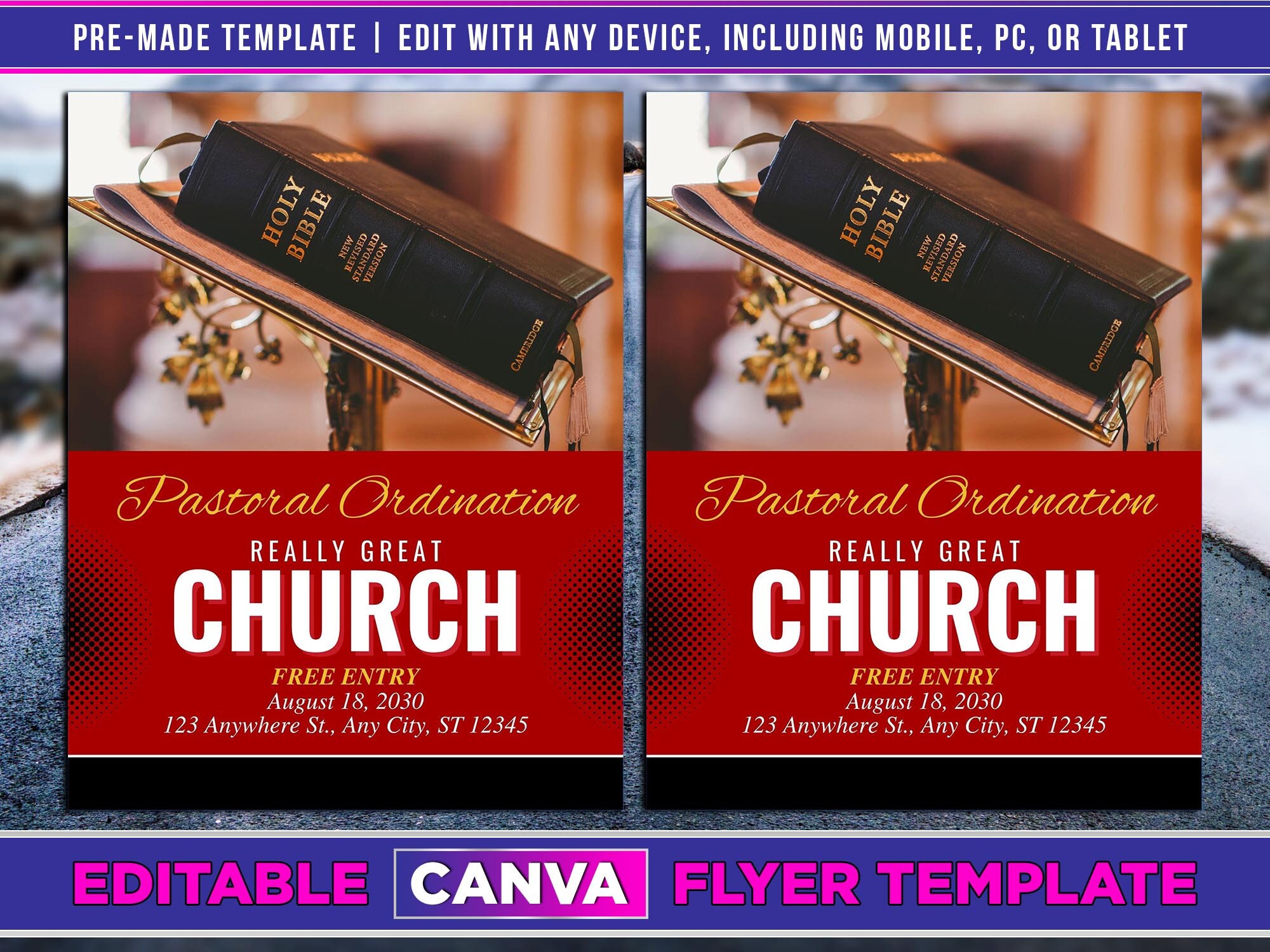 Pastoral Ordination Flyer Editable Canva Template US Letter Size. - Etsy