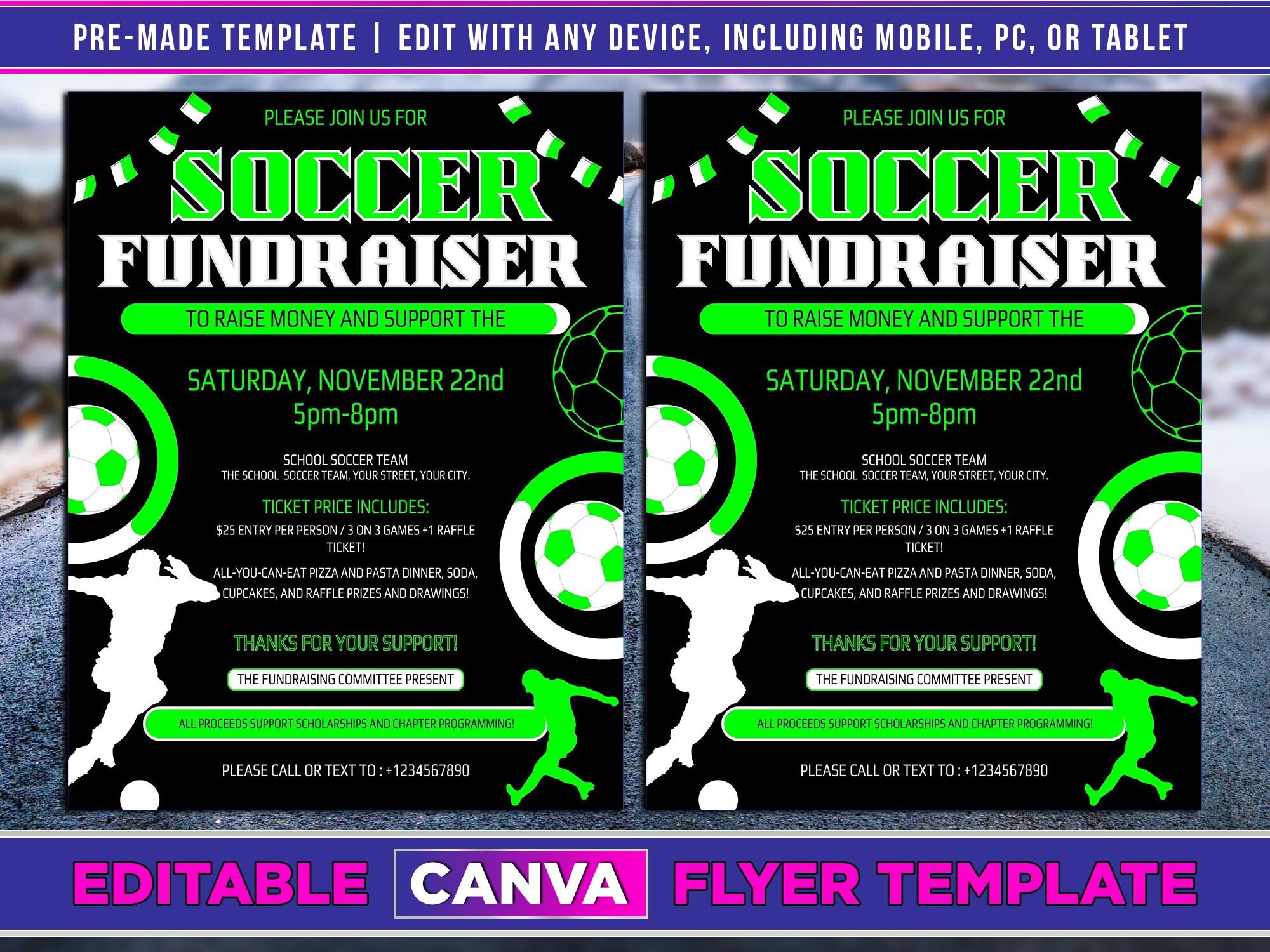 Soccer Fundraiser Flyer Editable Canva Template US Letter Size. - Etsy