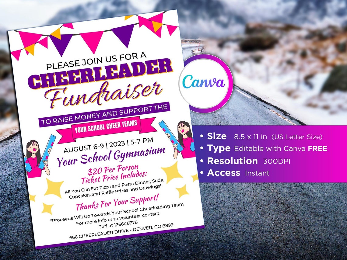Cheer Fundraiser Flyer Editable Canva Template. - Etsy