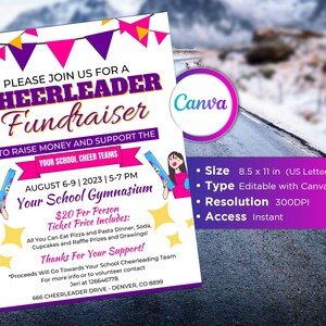 Cheer Fundraiser Flyer Editable Canva Template. - Etsy