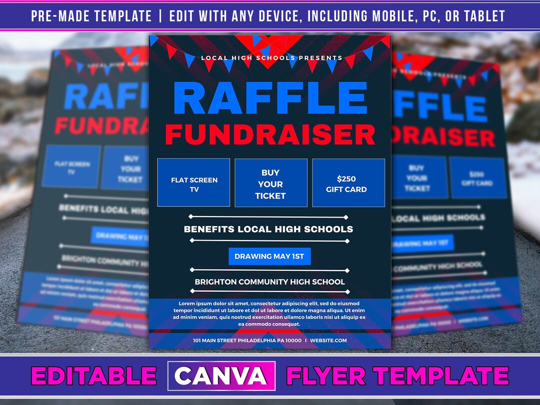 Raffle Fundraiser Flyer Editable Canva Template US Letter Size. - Etsy