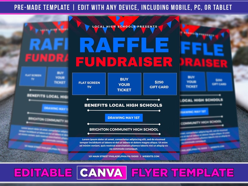 Raffle Fundraiser Flyer Editable Canva Template US Letter Size. - Etsy