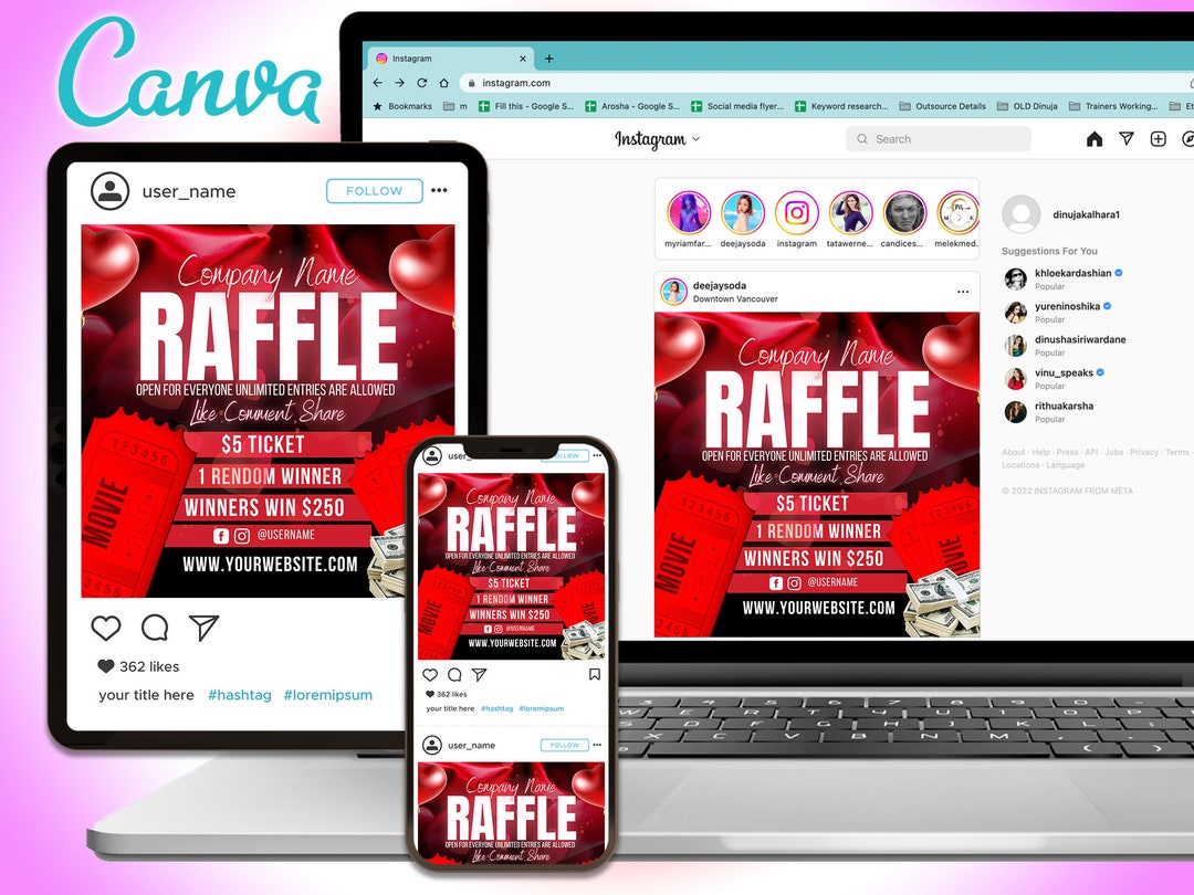 Raffle Flyer Canva Template for DIY Social Media Marketing. - Etsy