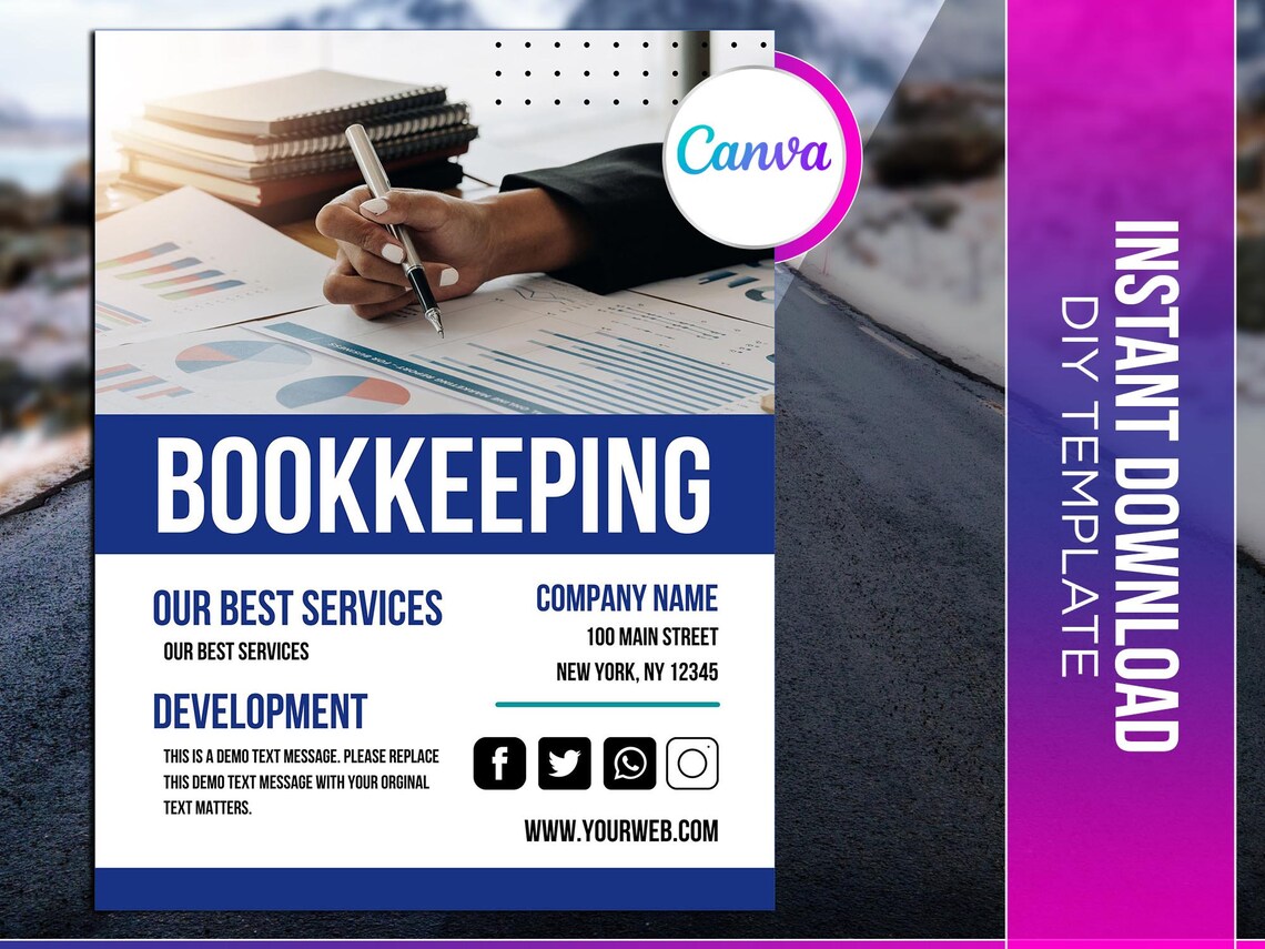 Bookkeeping Flyer Editable Canva Template. - Etsy