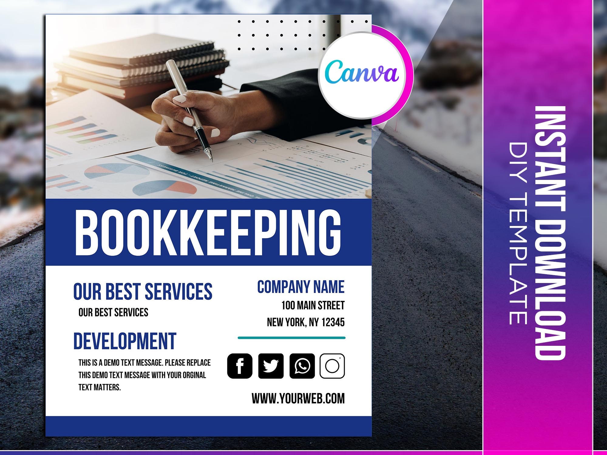 Bookkeeping Flyer Editable Canva Template. - Etsy
