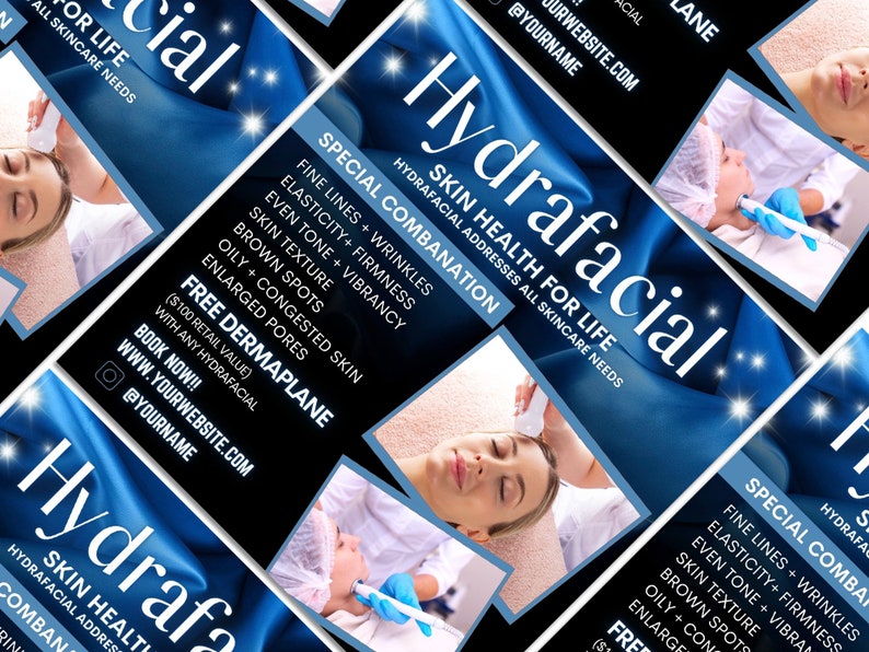 Hydrafacial Flyer Canva Template for DIY Social Media Marketing. - Etsy