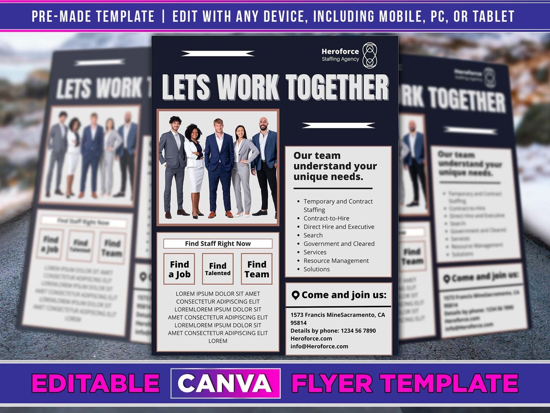 Staffing Agency Flyer Editable Canva Template US Letter Size. - Etsy