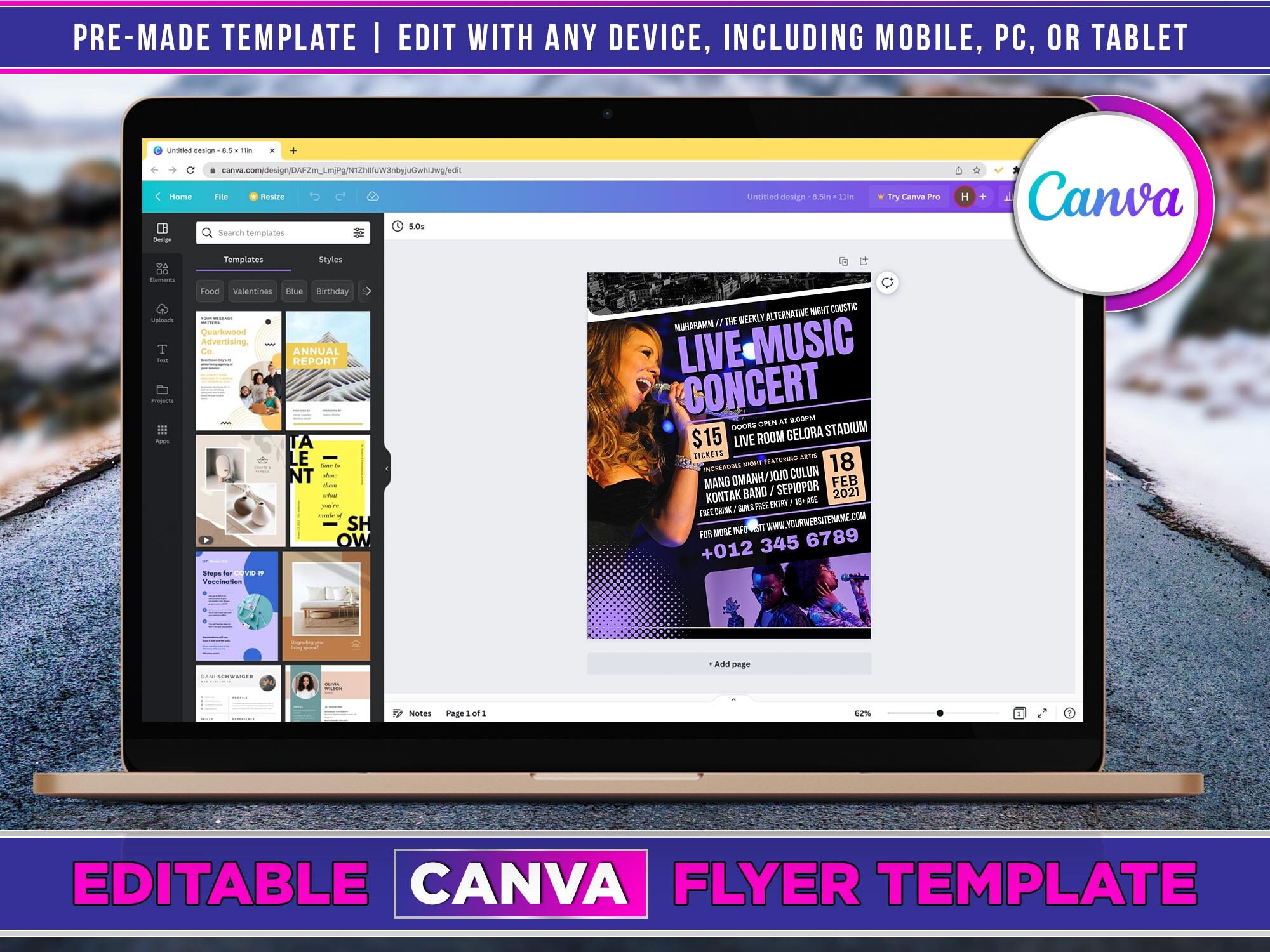 Concert Flyer Editable Canva Template. - Etsy