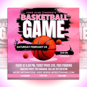 Girl Basketball Tryouts Flyer Social Media Post Size Instant Download ...