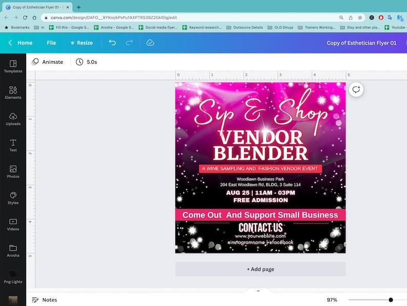 Vendors Flyer Canva Template for DIY Social Media Marketing. - Etsy