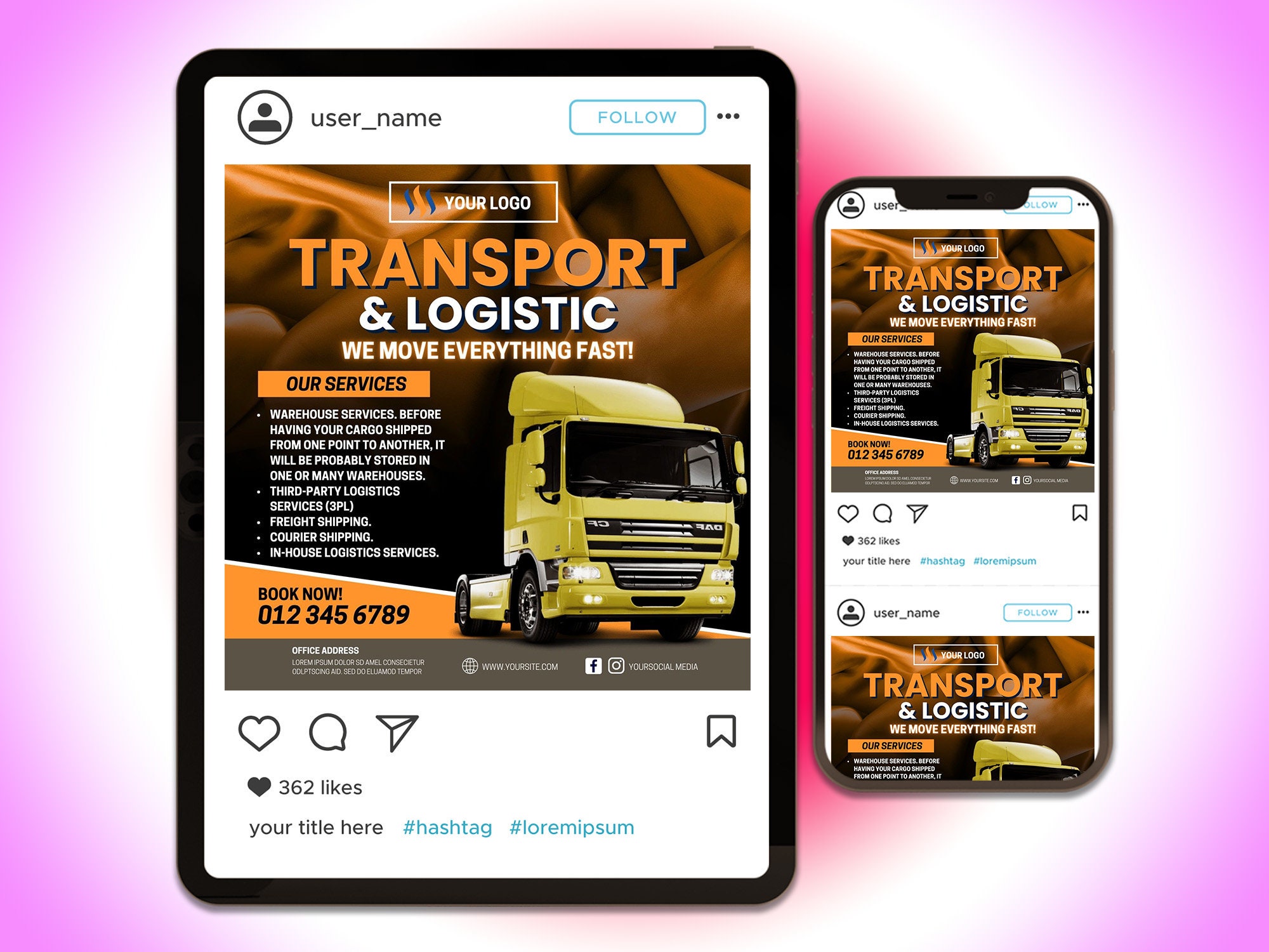Logistics Flyer Canva Template for DIY Social Media Marketing. - Etsy